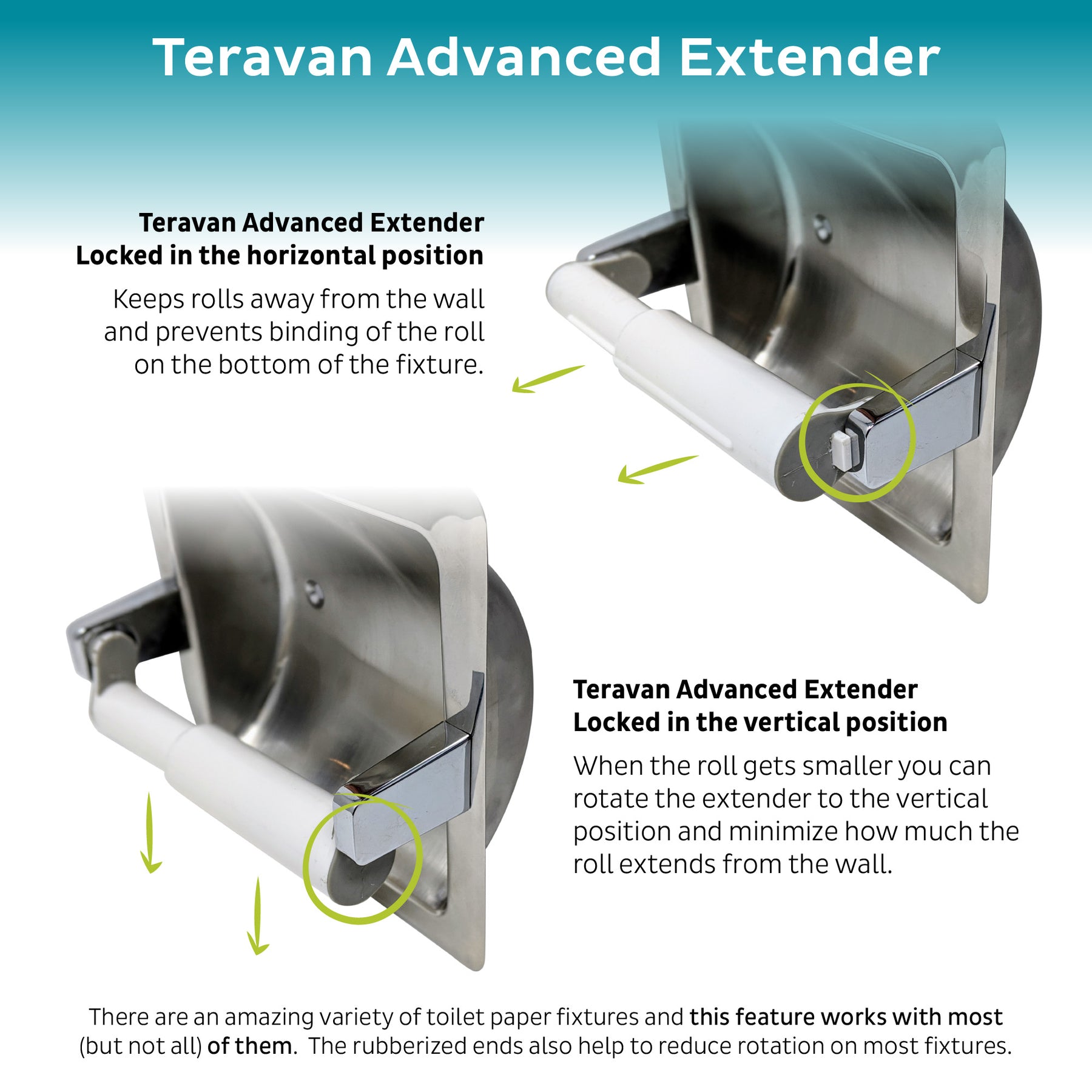 Teravan Advanced Extender for Extra Large Toilet Paper Rolls - Easy In