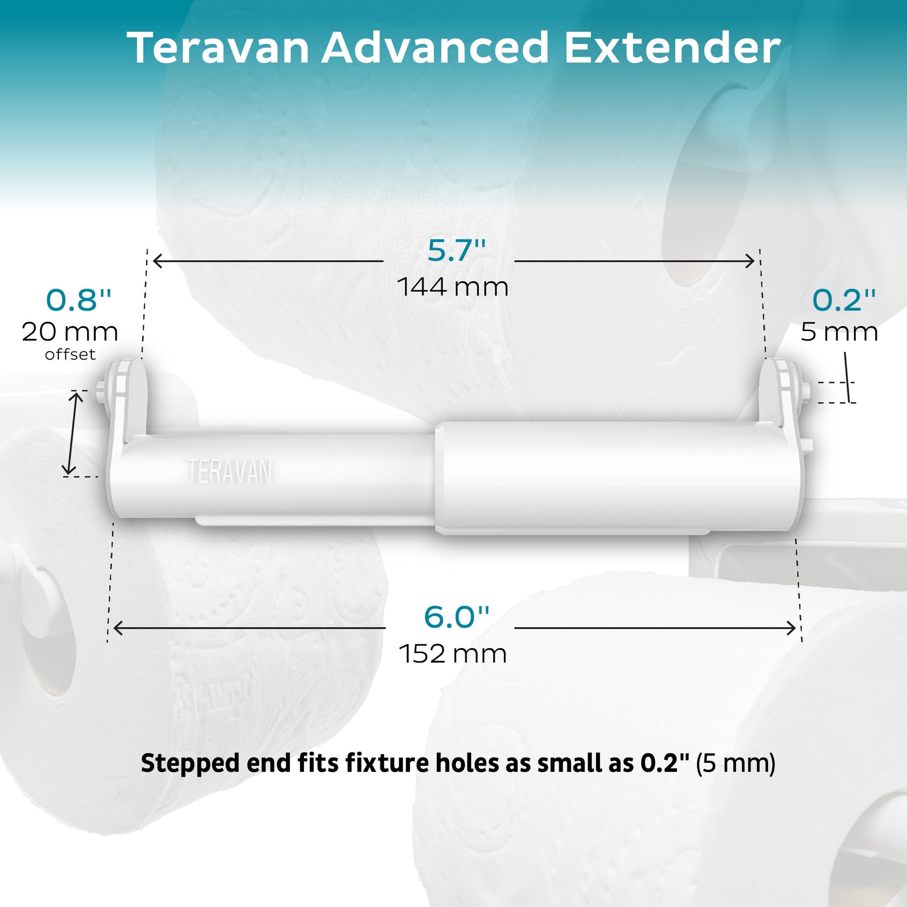 Teravan Advanced Extender for Extra Large Toilet Paper Rolls - Easy In